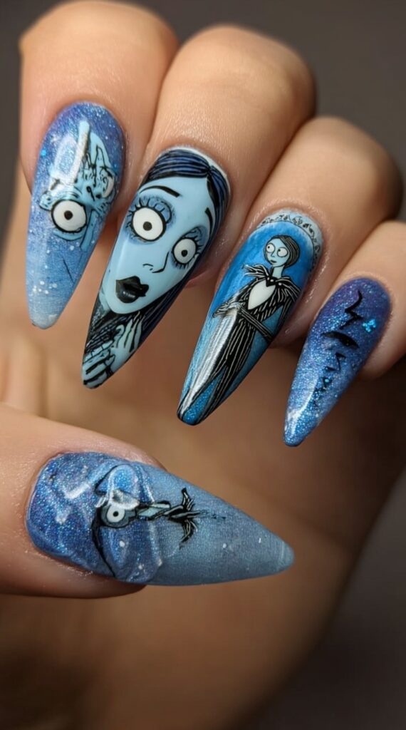 31 Spellbinding Corpse Bride Nails: Unique Ideas for a Haunting Halloween Manicure | Huesthetic