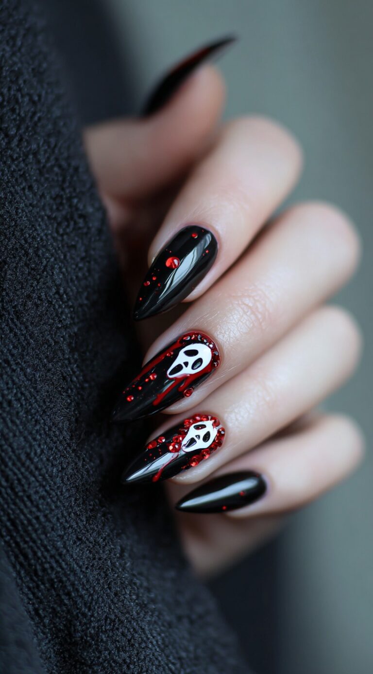 32 Terrifying Ghostface Nails: Unique Ideas for Spooky Halloween Styles ...