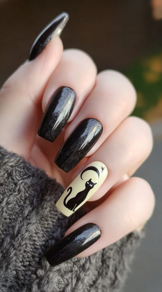 25 Wicked Black Cat Nails: Spellbinding Ideas to Try This Halloween ...