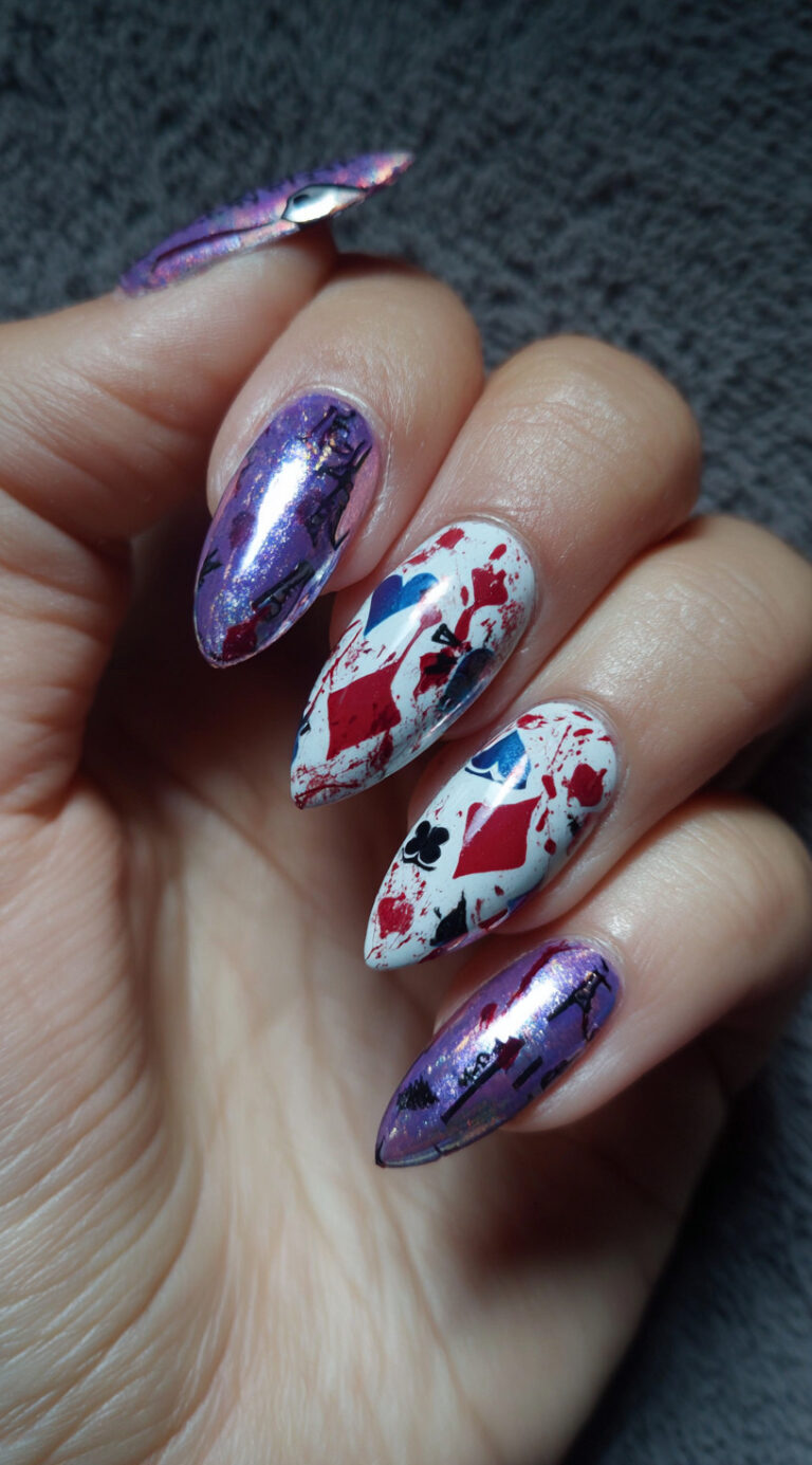 30 Fearless Joker Nails: Ideas That Scream Halloween Mischief | Huesthetic
