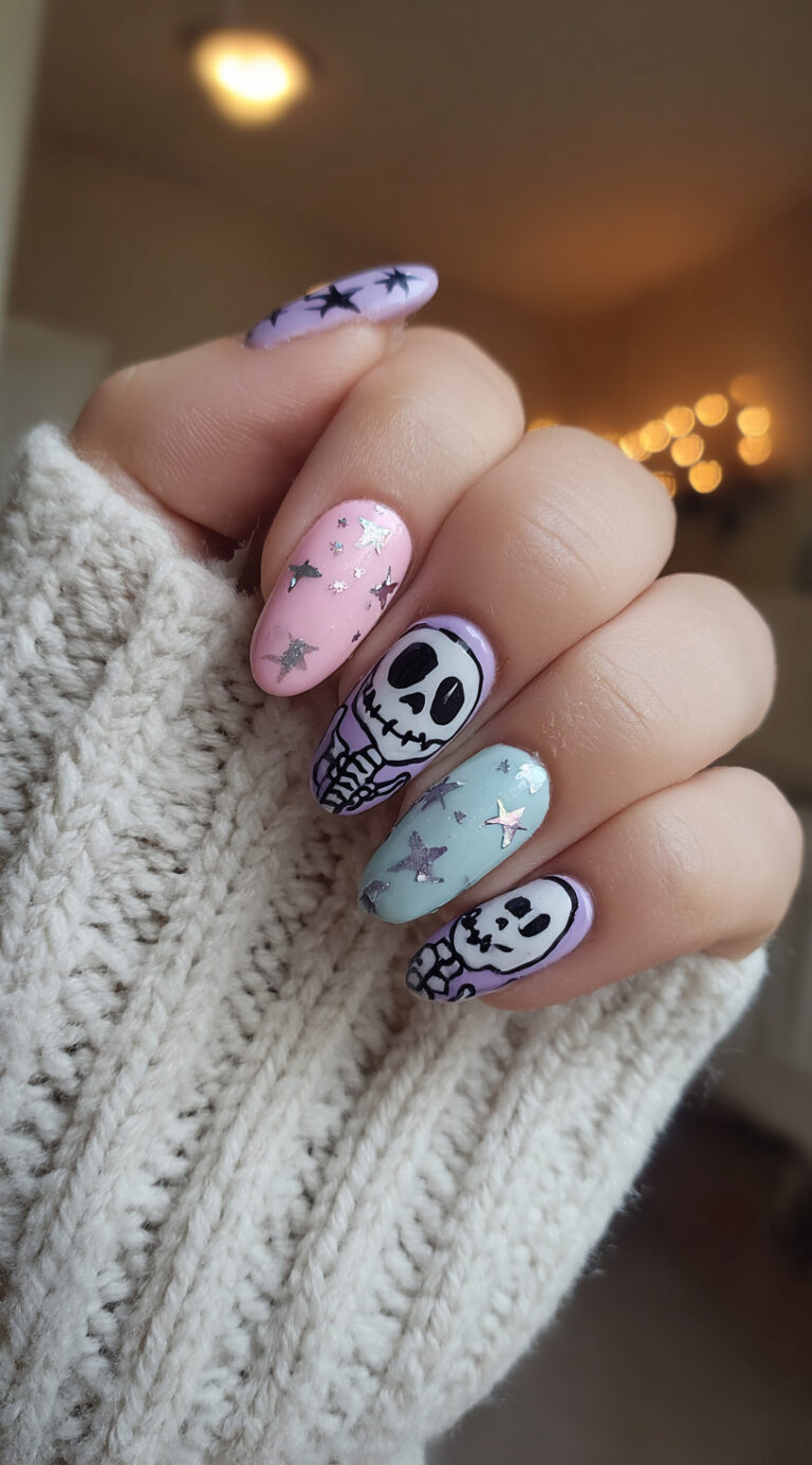 27 Creepy-Chic Skeleton Nails: Ideas to Haunt Your Halloween Look ...