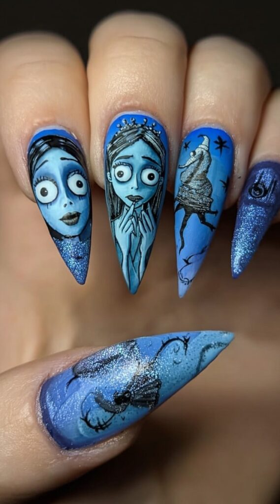 31 Spellbinding Corpse Bride Nails: Unique Ideas for a Haunting Halloween Manicure | Huesthetic