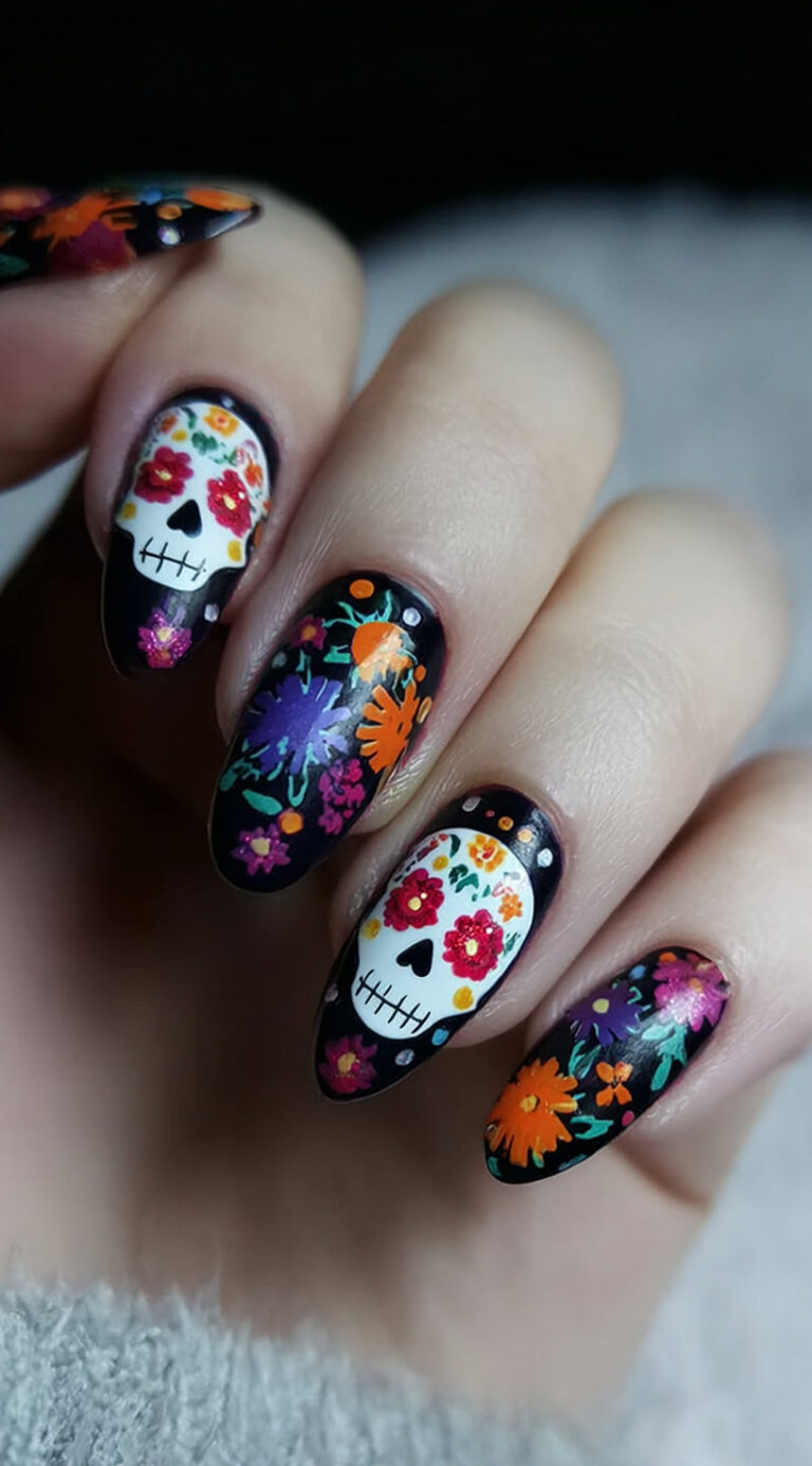 27 Striking Day of the Dead Nails: Bold and Colorful Ideas for ...
