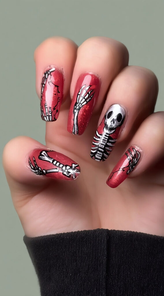 27 Creepy-Chic Skeleton Nails: Ideas to Haunt Your Halloween Look ...