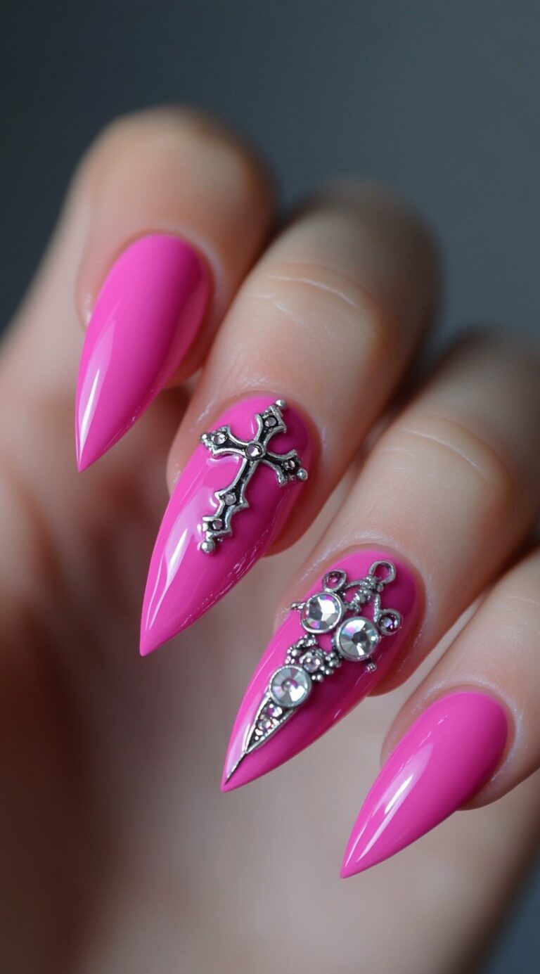 26 Fierce Pink Goth Nails Ideas: Bold Designs for Your Dark Aesthetic ...