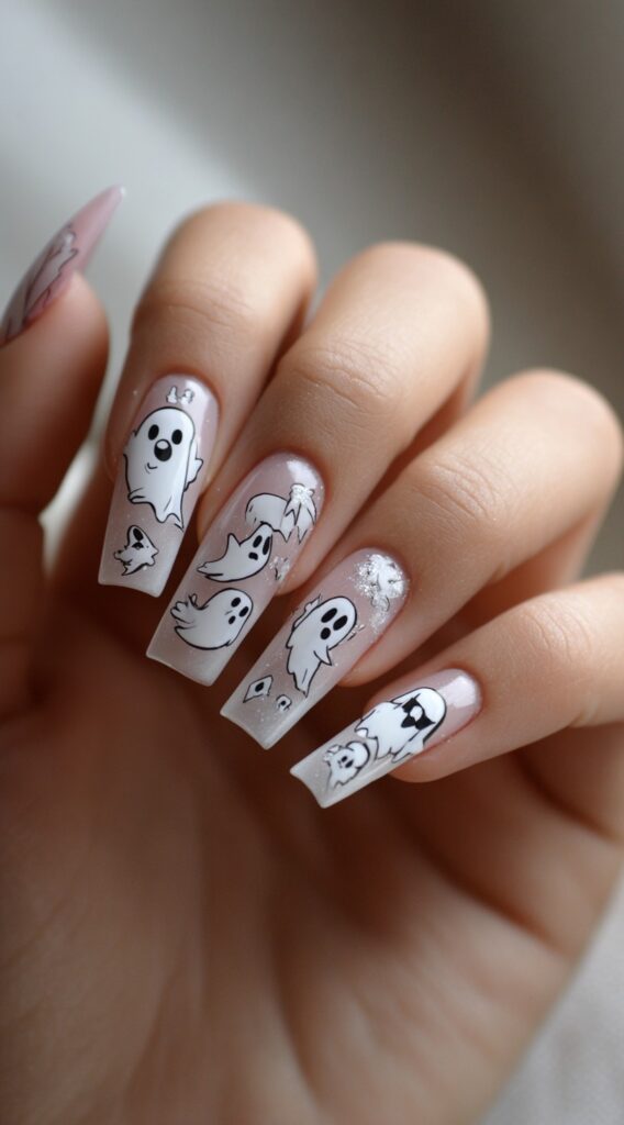 31 Mysterious Ghost Nails: Ideas to Blend Style with a Touch of Scare ...