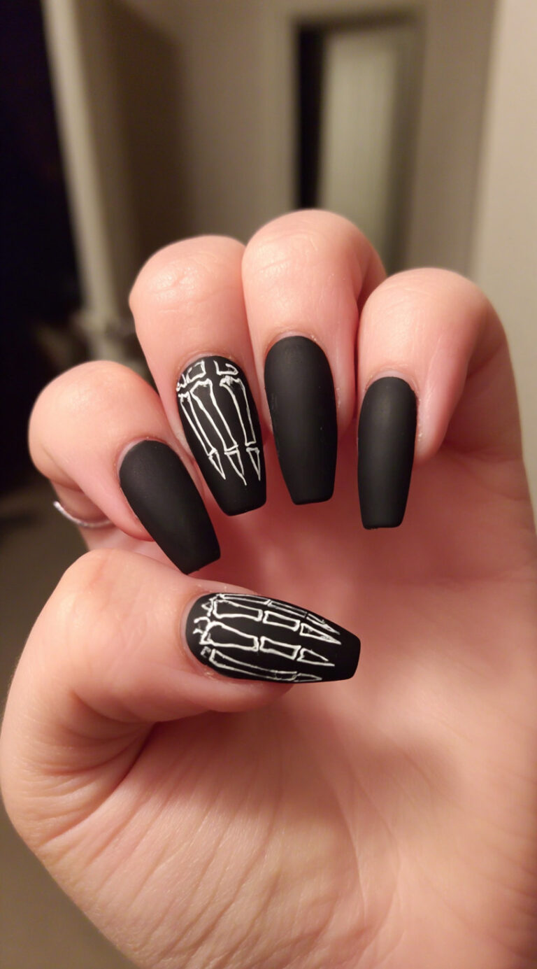 27 Creepy-Chic Skeleton Nails: Ideas to Haunt Your Halloween Look ...