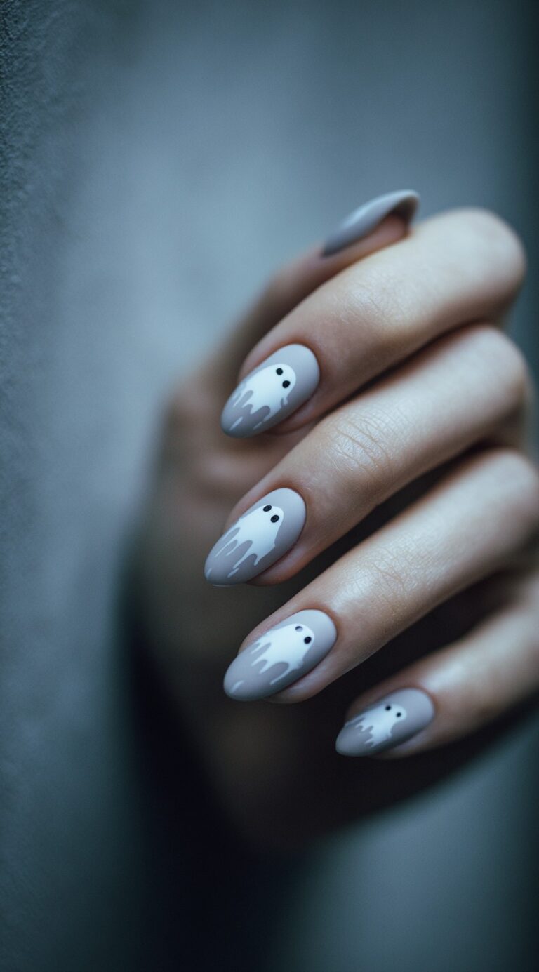 31 Mysterious Ghost Nails: Ideas to Blend Style with a Touch of Scare ...
