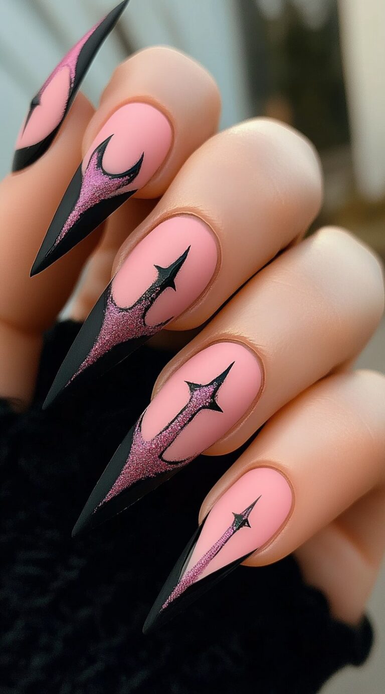 26 Fierce Pink Goth Nails Ideas: Bold Designs for Your Dark Aesthetic ...