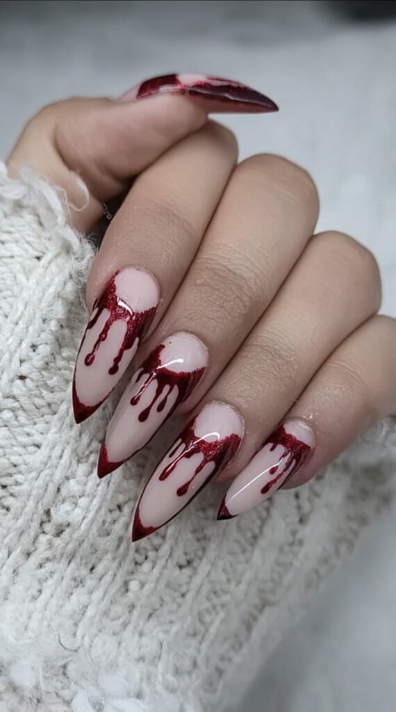 28 Jaw-Dropping Blood Drip Nails: Halloween Nail Ideas That Slay in ...