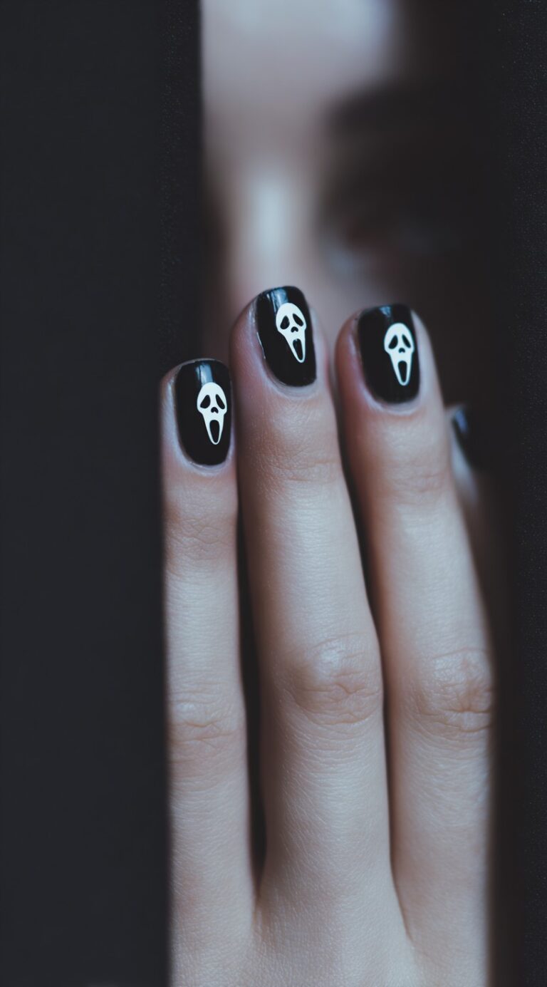 32 Terrifying Ghostface Nails: Unique Ideas for Spooky Halloween Styles ...