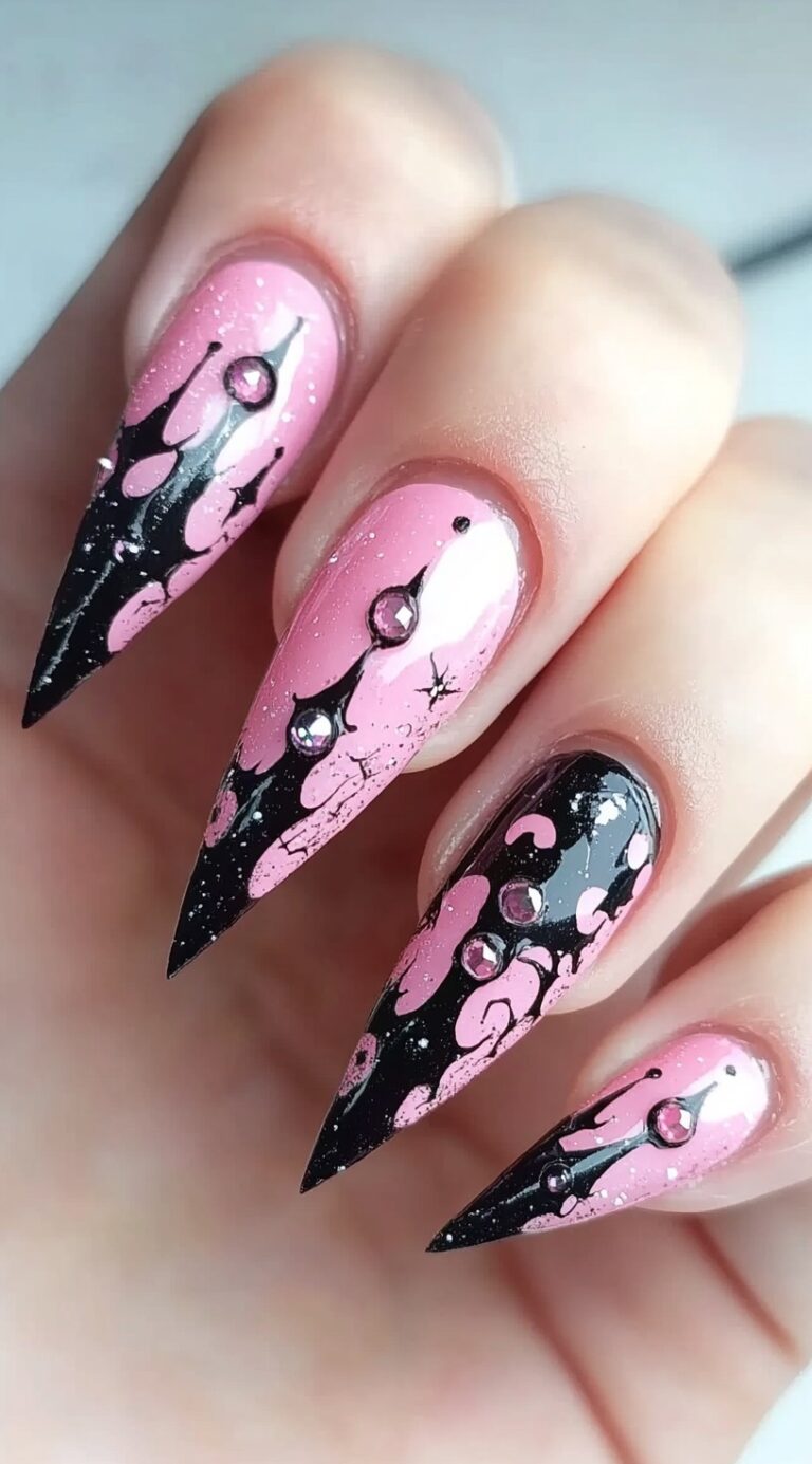 26 Fierce Pink Goth Nails Ideas: Bold Designs for Your Dark Aesthetic ...