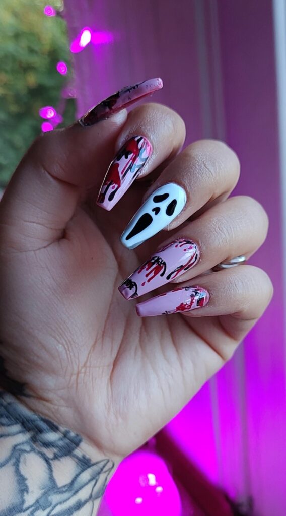 32 Terrifying Ghostface Nails: Unique Ideas for Spooky Halloween Styles ...