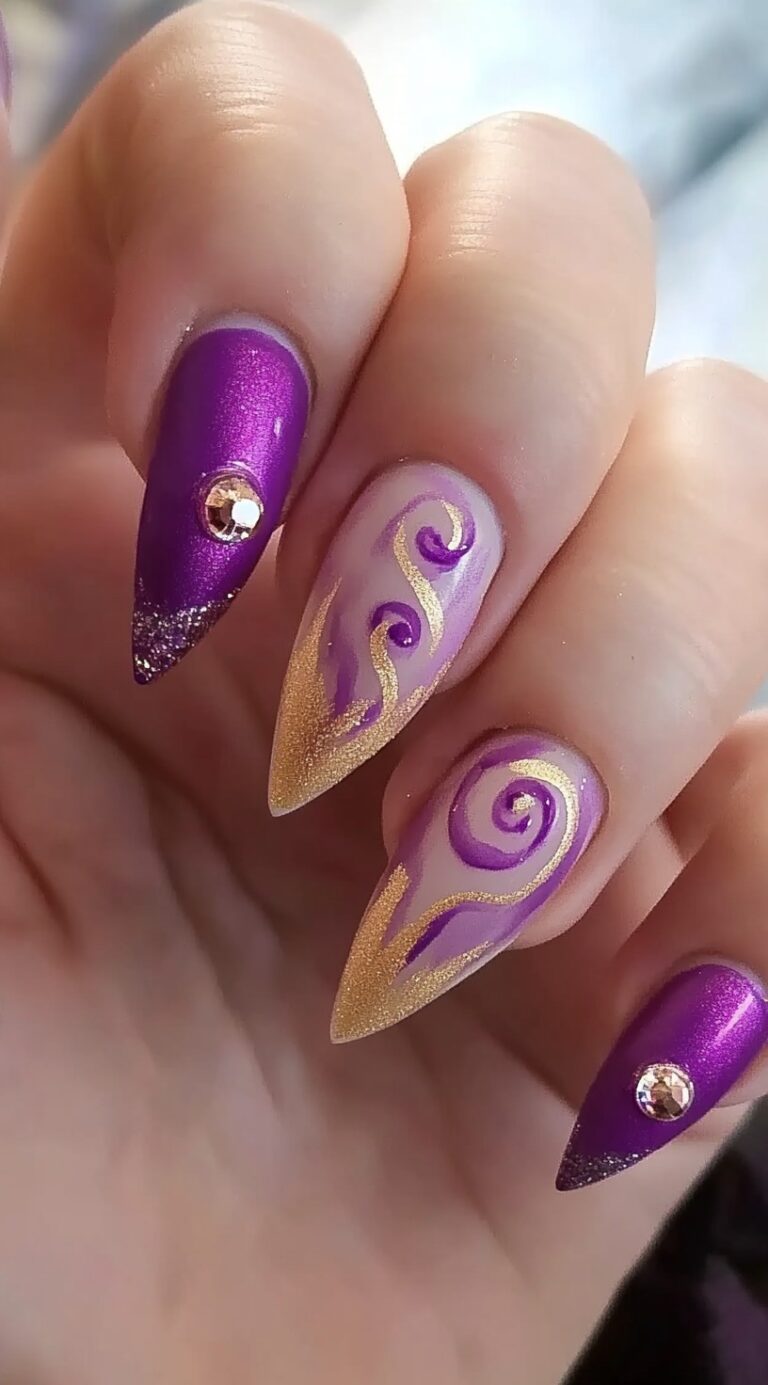 24 Stunning Purple and Gold Nails Designs: Luxe Ideas You’ll Want to ...