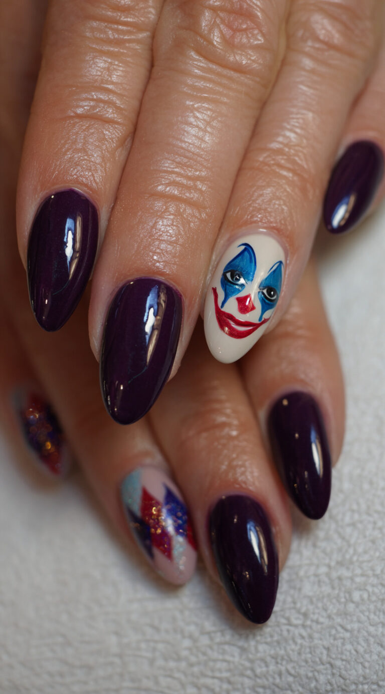 30 Fearless Joker Nails: Ideas That Scream Halloween Mischief | Huesthetic