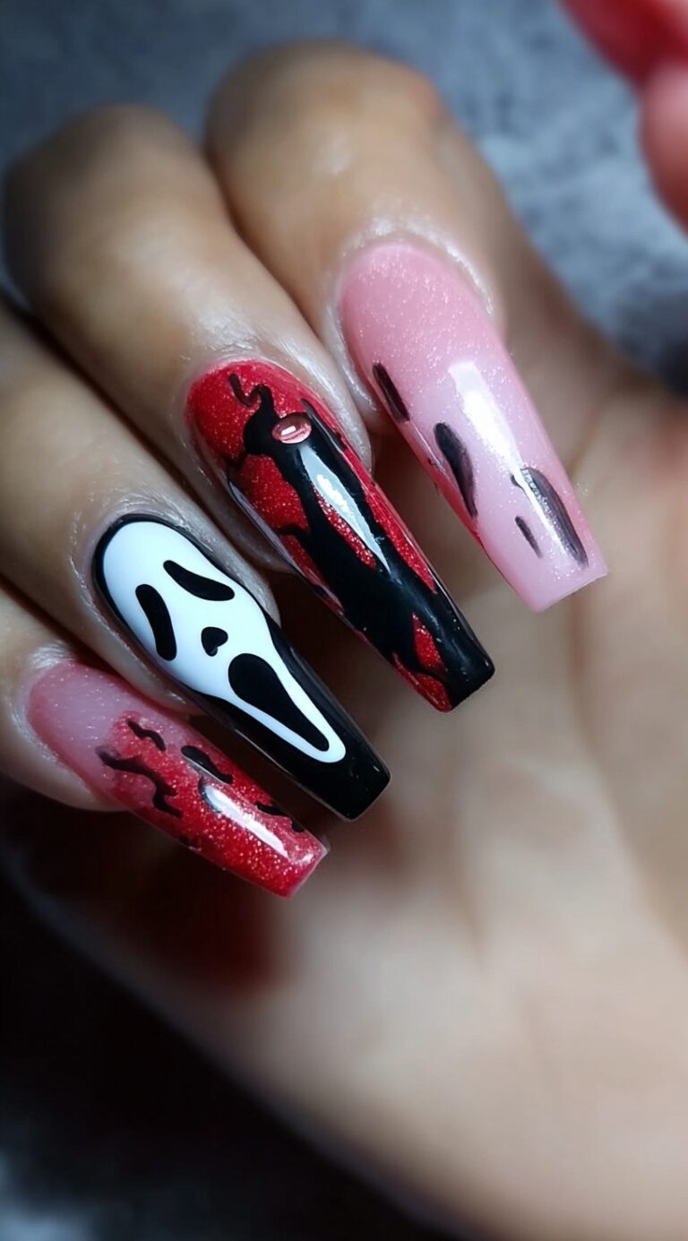 32 Terrifying Ghostface Nails: Unique Ideas for Spooky Halloween Styles ...