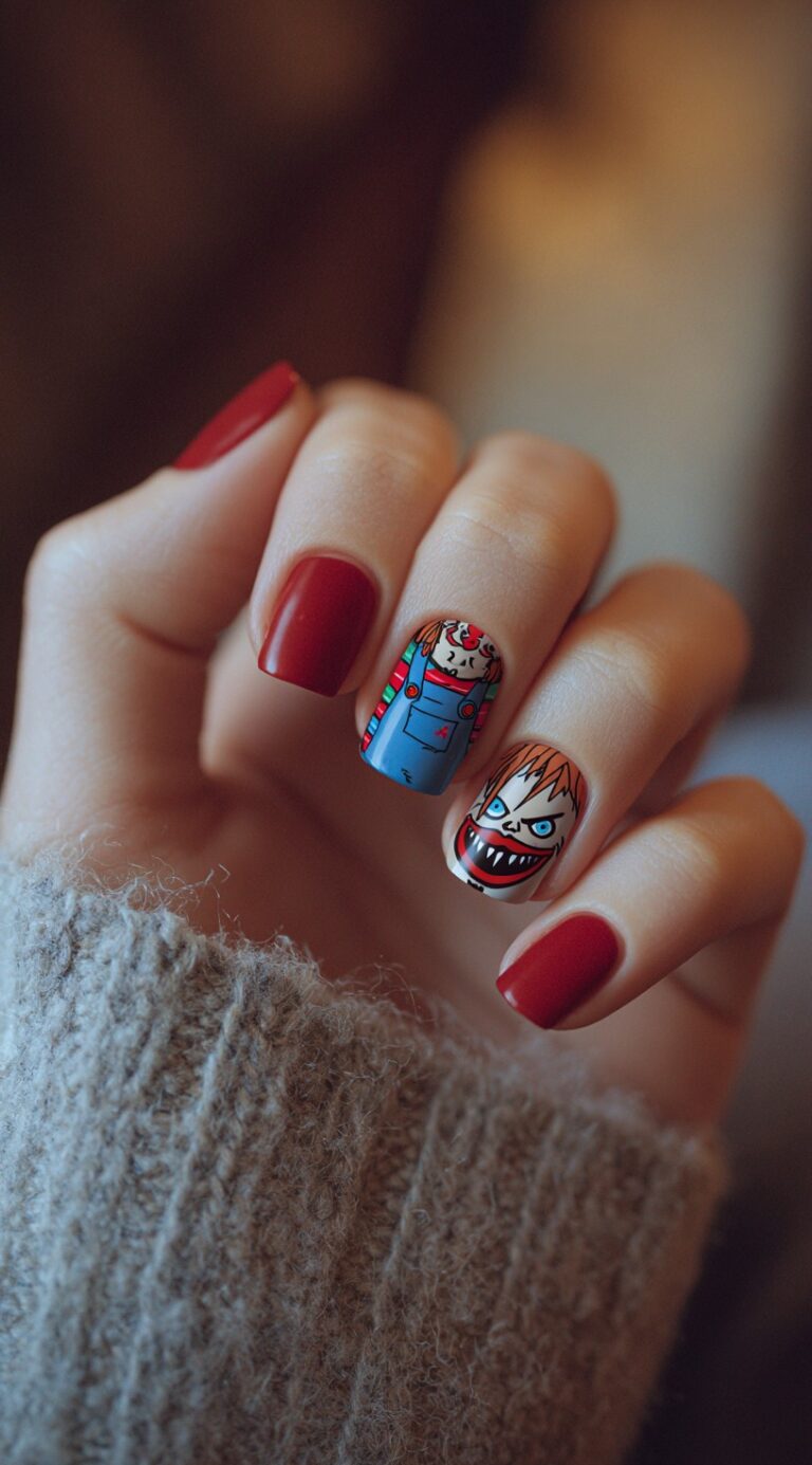 32 Creepy Chucky Nails: Spine-Chilling Ideas for a Slasher-Inspired ...