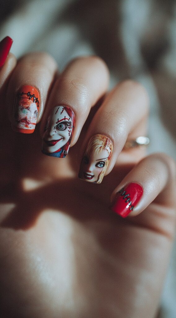 32 Creepy Chucky Nails: Spine-Chilling Ideas for a Slasher-Inspired ...