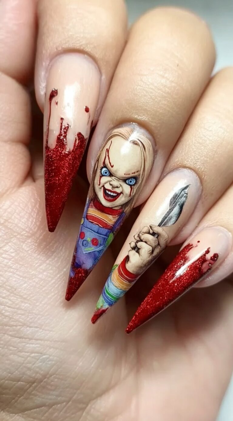 32 Creepy Chucky Nails: Spine-Chilling Ideas for a Slasher-Inspired ...