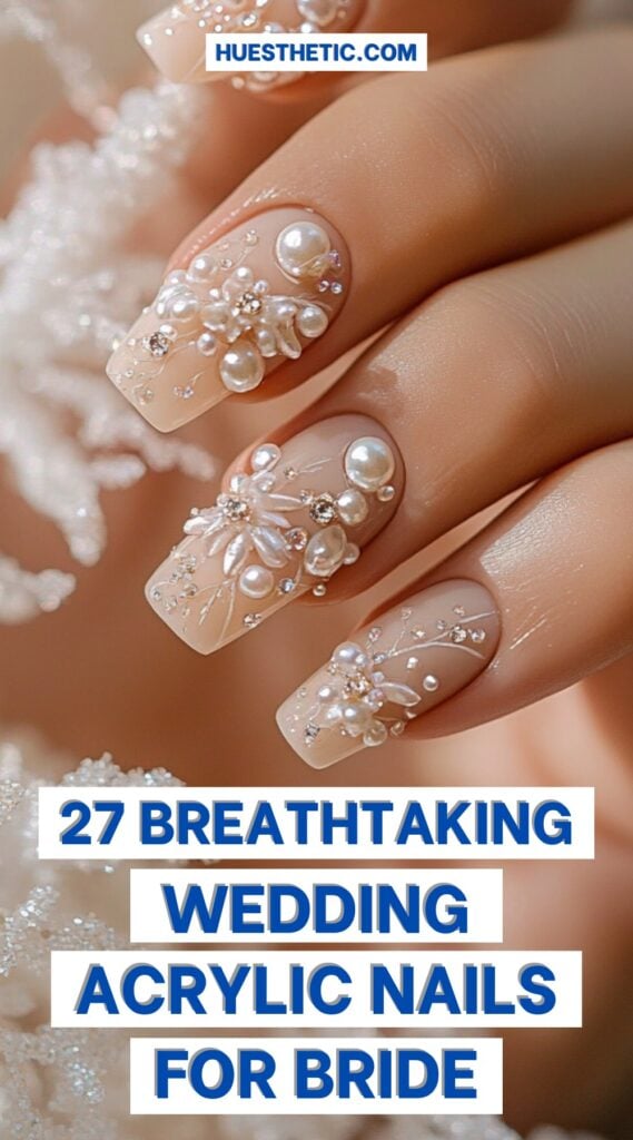 27 Breathtaking Wedding Acrylic Nails for Bride: Elegant Ideas for a ...